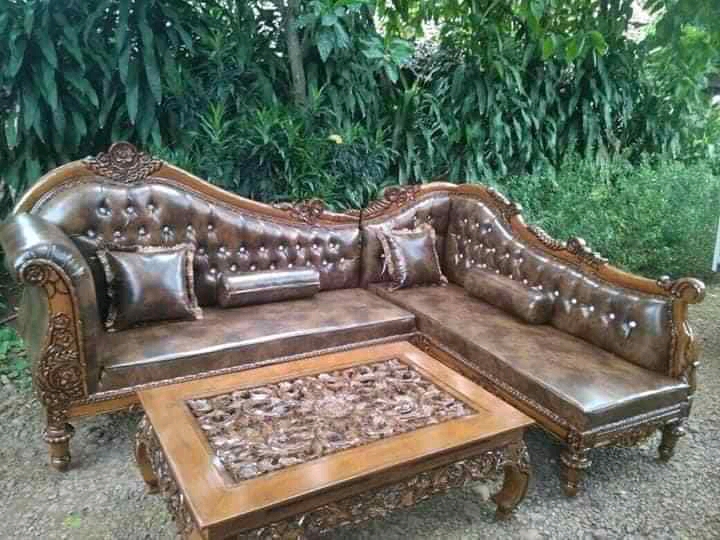 Kursi sofa sudut mawar meja ketapang - Jangki Mebel Jepara